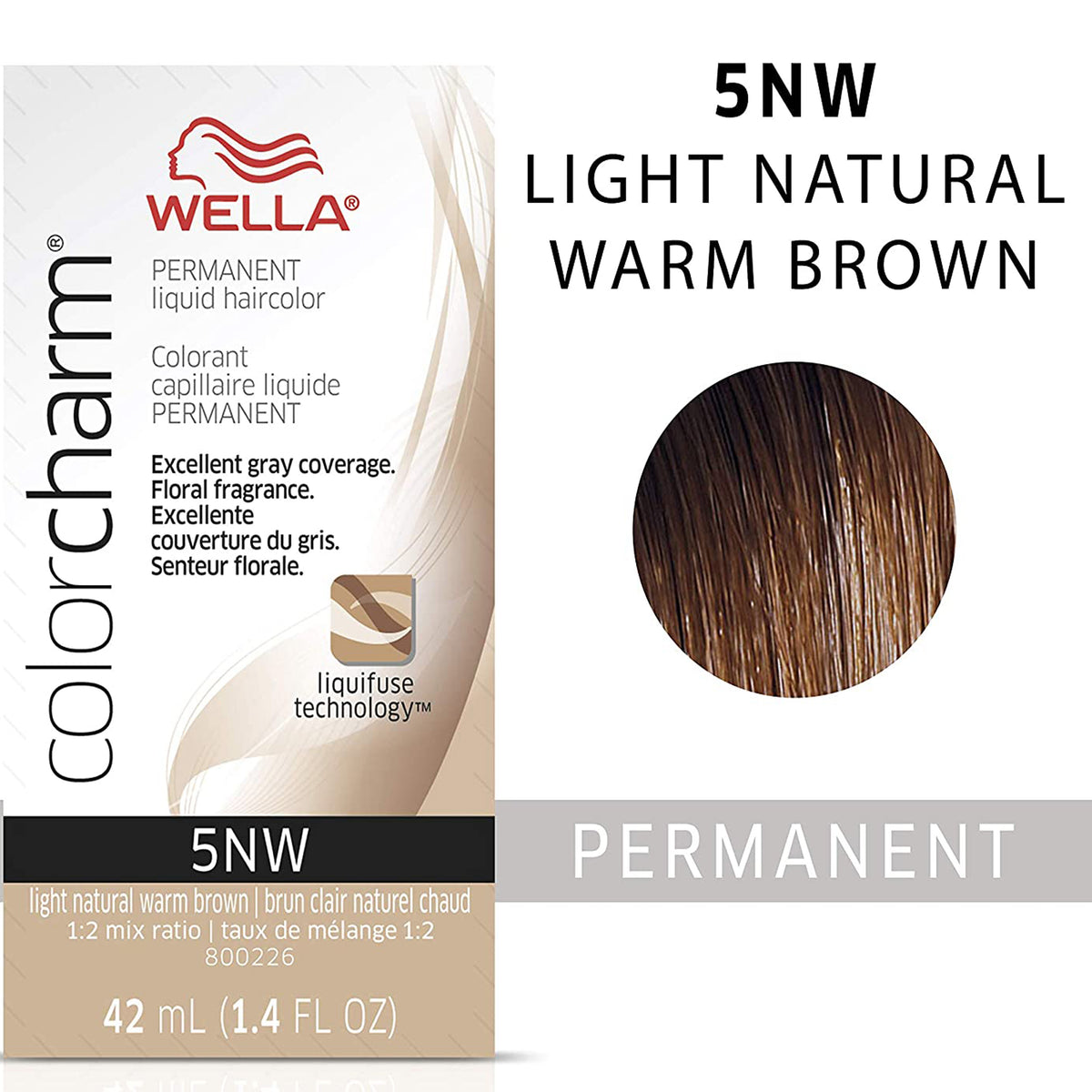Wella Color Charm Permanent Liquid Creme Hair Color 5NW Light Natural ...